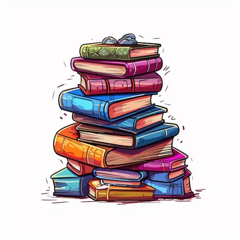 Pilha de livros desenhados à mão Vetor Premium