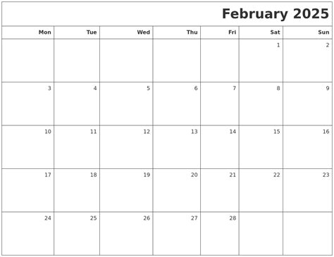 February Calendar Printable Free Pdf Plan Your Month Effectively