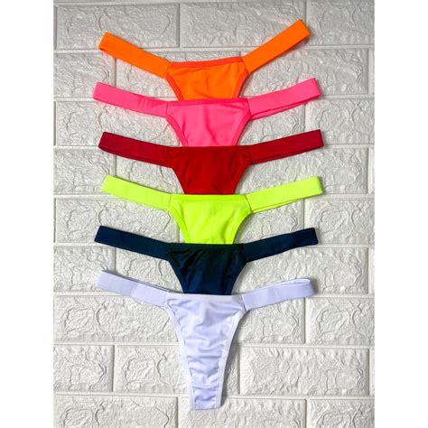 Kit Tangas Fio Duplo Sensual Neon Calcinha Fio Dental Sexy Empina
