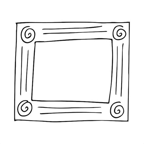 Moldura retangular de estilo doodle desenhado à mão ilustração em vetor