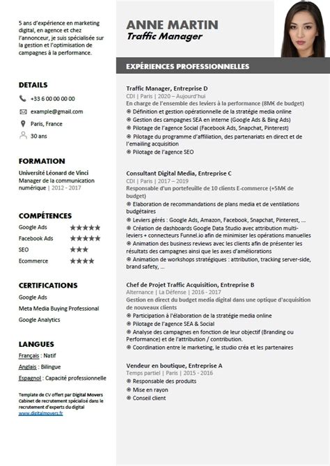 Modèles CV Gratuits 2024 Format Word docx DIGITAL MOVERS