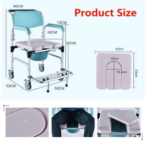 In Commode Wheelchair Bedside Toilet Shower Seat Bathroom Rolling