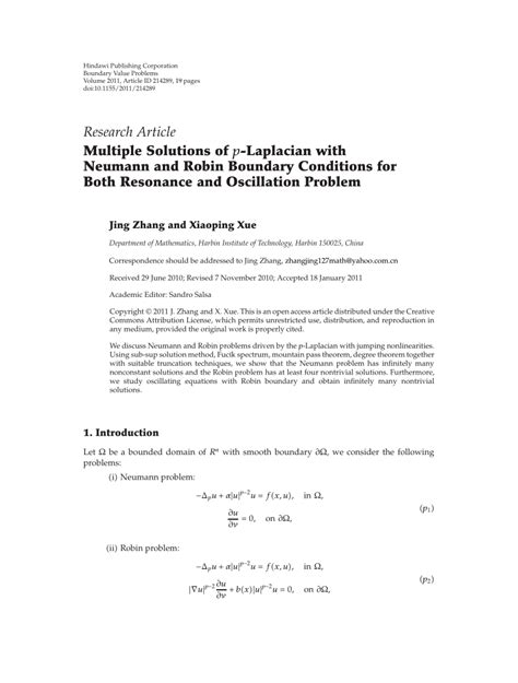pdf multiple solutions of laplacian with neumann and robin boundary conditions for both