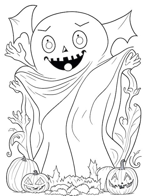 Página para colorear de halloween Foto Premium
