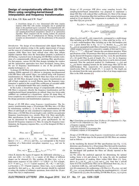 design of computationally efficient 2d fir filters using sampling kernel based interpolation and