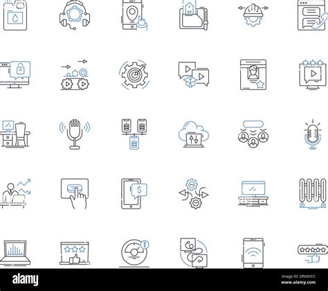 Technology Line Icons Collection Innovation Progress Advancement