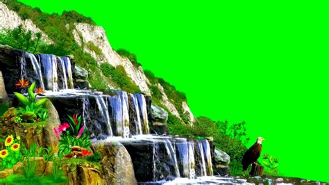Mountain Waterfall Green Screen Waterfall Green Screen Effect Green