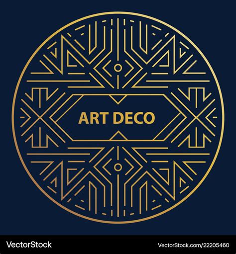Art Deco Linear Circle Round Border Frame Vector Image