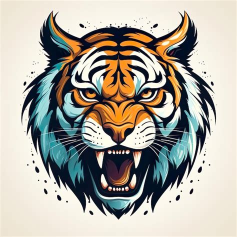 Ilustración de cabeza de tigre aislado fondo ai generado Foto Premium