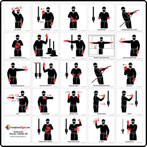 Crane Hand Signal Label Set Label CRANE 165 Crane Hand Signals