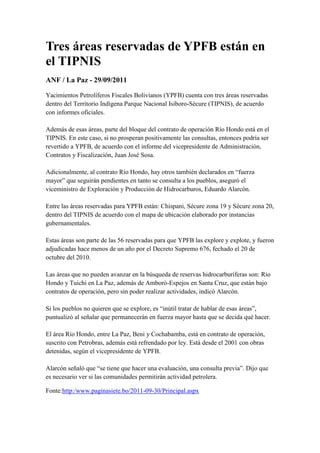 Tres Reas Reservadas De Ypfb Est N En El Tipnis Pdf