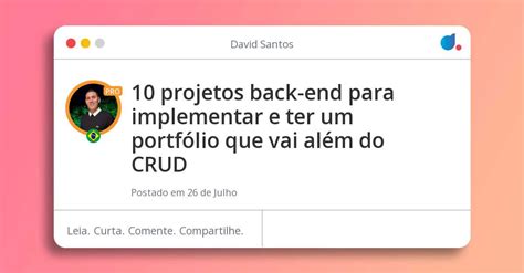 10 projetos back end para implementar e ter um portfólio que vai além
