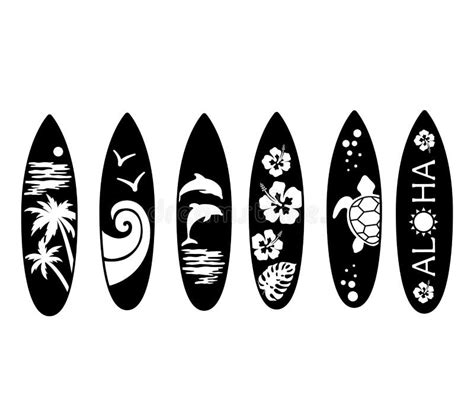 Conjunto De Tablas De Surf Negras Con Dibujos De Delfín De Tortuga De