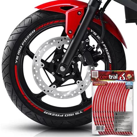 Frisos De Roda Adesivo Yamaha Ys Fazer Refletivo Vermelh
