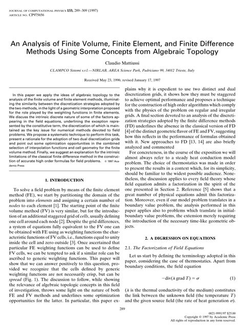 pdf an analysis of finite volume finite element and finite difference methods using some