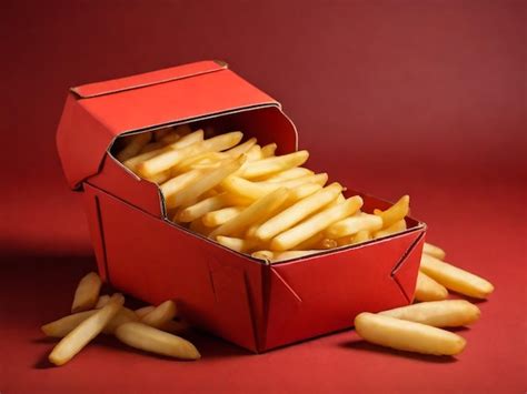 Una Caja Roja De Papas Fritas Con Una Caja Roja Que Dice Papas Fritas