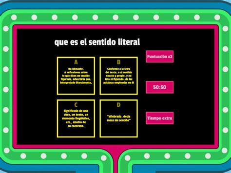 Sentido Literal Y Sentido Figurado Gameshow Quiz
