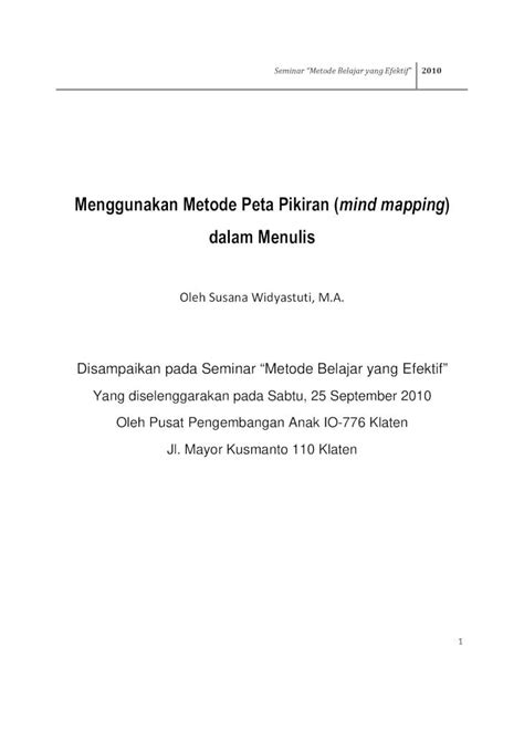 PDF Menggunakan Peta Pikiran Mind Mapping Dalam Menulisstaff Uny Ac