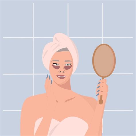Premium Vector Old Woman Holding A Mirror And Looking At Herself In
