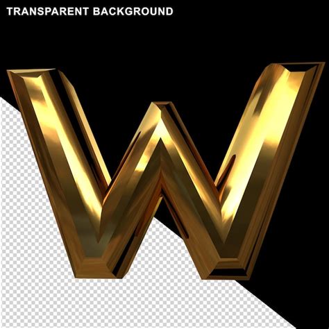 Letras en dorado 3d letra mayúscula w Archivo PSD Premium