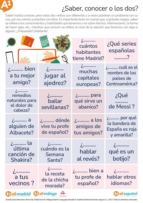 Ejercicio Para Practicar Los Verbos Saber Y Conocer En