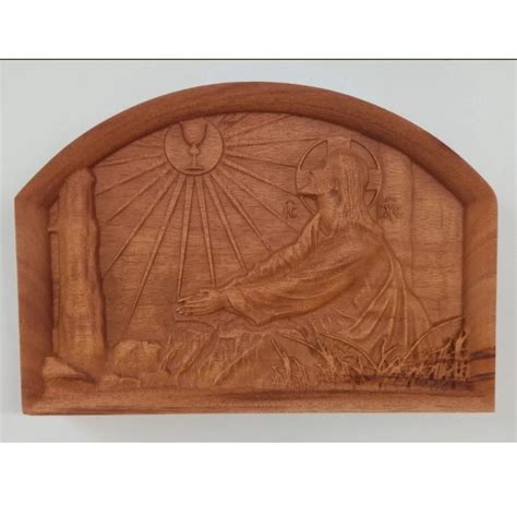Quadro Jesus e Cálice Entalhado em Madeira Maciça 41cm Elo7