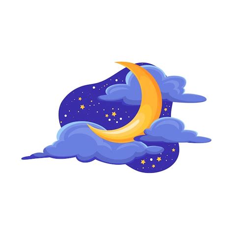 Cielo Nocturno Con Luna Estrellas Y Nubes Vector Premium