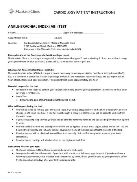 Fillable Online Measuring And Understanding The Ankle Brachial Index