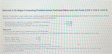 solved exercise 2 12 algo computing predetermined overhead
