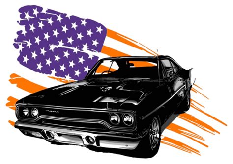 An American Muscle Car Depicted In A Vector Graphic Design Illustration