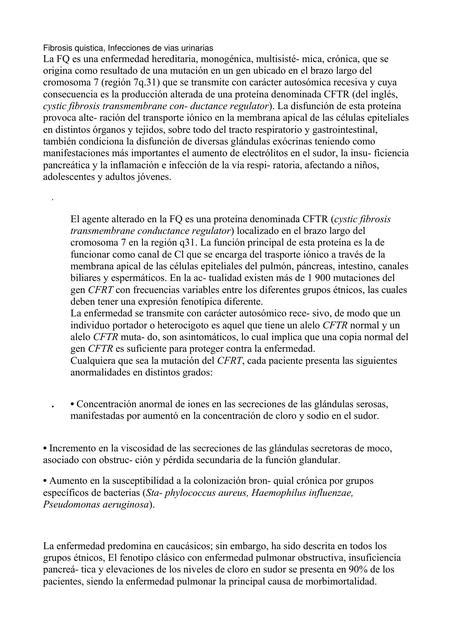 Fibrosis Quistica Infecciones De Vias Urinarias Nanci Gonz Lez Udocz