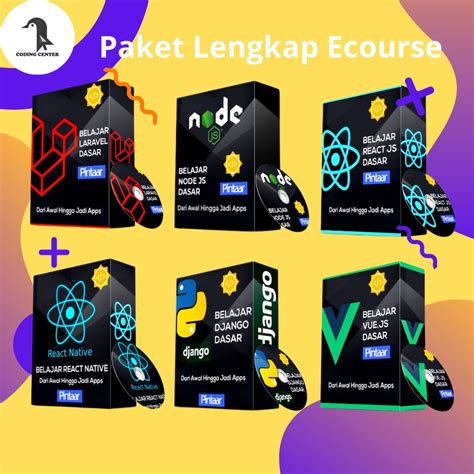 jual paket lengkap ecourse belajar pemprograman framework react js native vue js node js