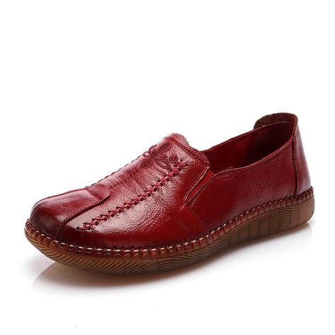 Kaufe Weicher Boden Frauen Flats Echtes Leder Mutter Schuhe Komfort