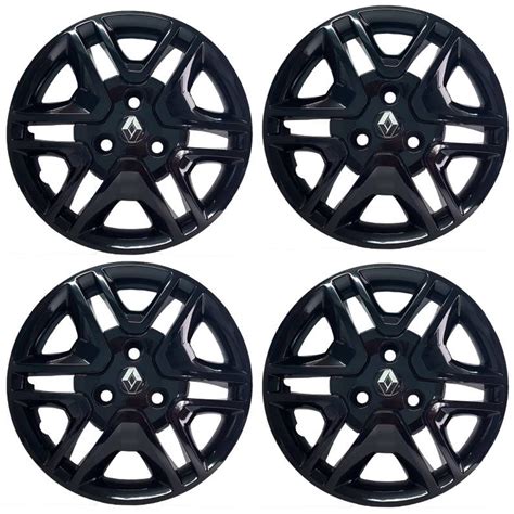 Kit Jogo 4 Calota Preta Black Piano Kwid Outside Life Intense Aro 14