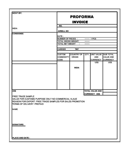 Free Proforma Invoice Template Word