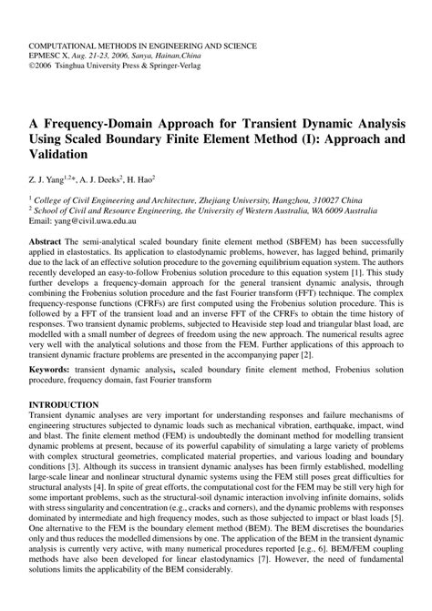 pdf a frequency domain approach for transient dynamic analysis using scaled boundary finite