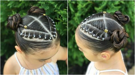 Peinado para niña fácil y rápido de hacer con ligas trenzas y