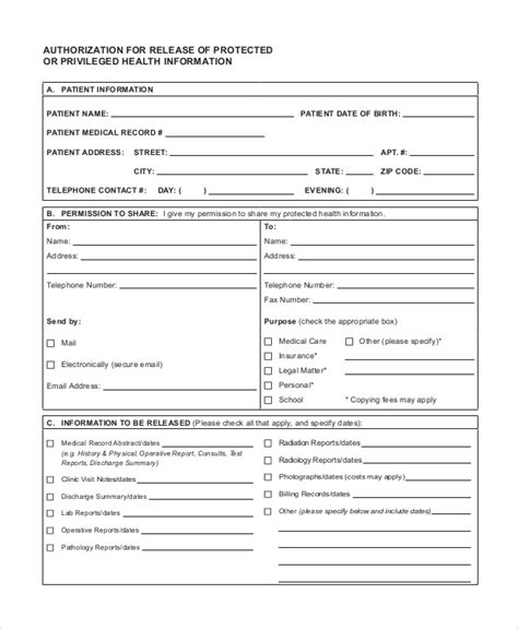 Medical Documentation Release Form In Word And Pdf Formats