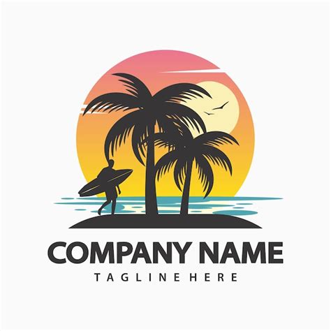 Diseño del logotipo de la playa de verano Vector Premium