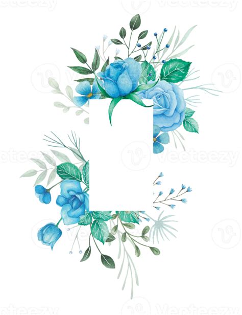 ilustração de quadro de flores rosa azul aquarela 11098186 PNG