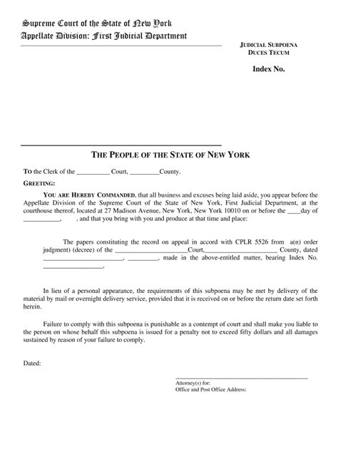 Appearance Sheet New York Supreme Court Fill Online Printable