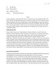 Informational Interview Memo 1 Docx Pharr 1 To BCOM Class From