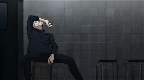Wallpaper Jujutsu Kaisen Kento Nanami Tired Uniform Stools Anime