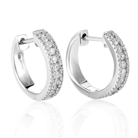 Women S 14K White Gold Diamond Hoop Earrings AER 5634W LBE EBay