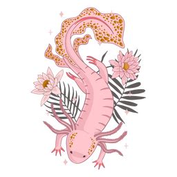 Diseño PNG Y SVG De Ajolote Flor Animal Para Camisetas