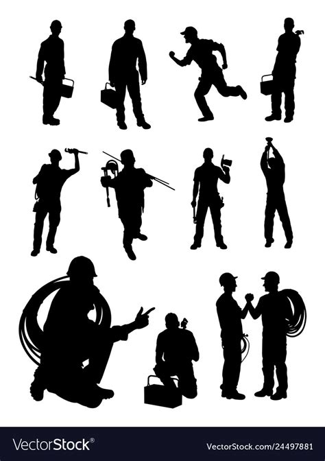 Plumber Gesture Silhouette Royalty Free Vector Image
