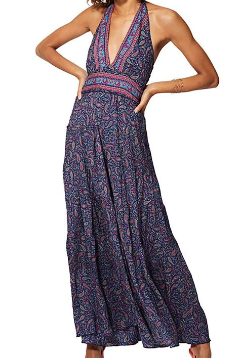 robe longue à dos nu imprimé ethnique mariage soirée Ginko