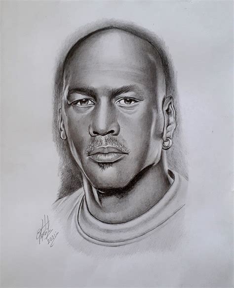 Drawing Michael Jordan Portrait In Drawing Created With Graphite