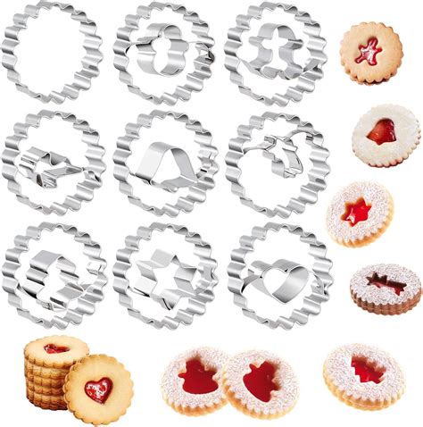 Kiiwah 9 Stück Weihnachten Linzer Ausstecher Set Mini Edelstahl