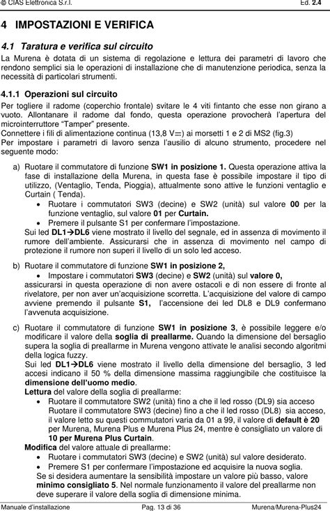 Cias Elettronica S R L Murena Microwave Sensor User Manual